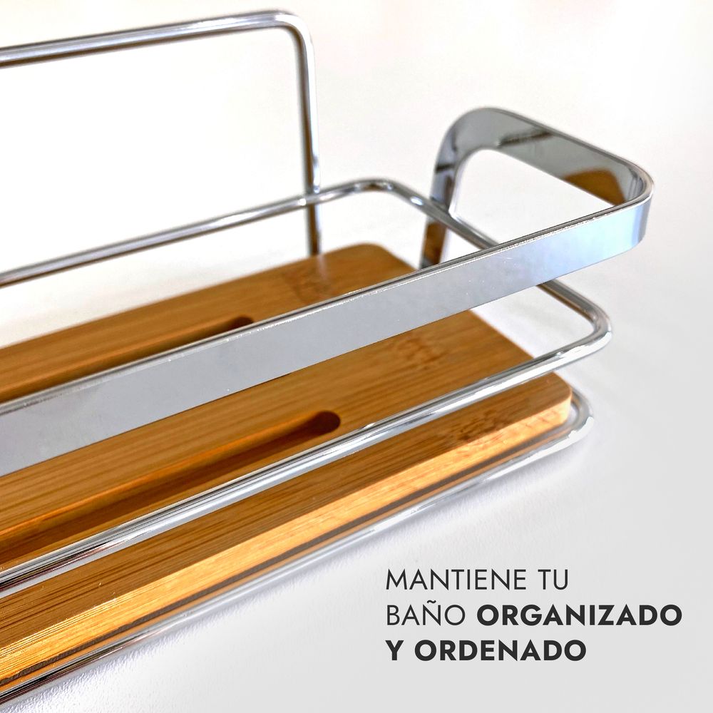 Estante Simple Recto Bamboo Cromo - decorinter