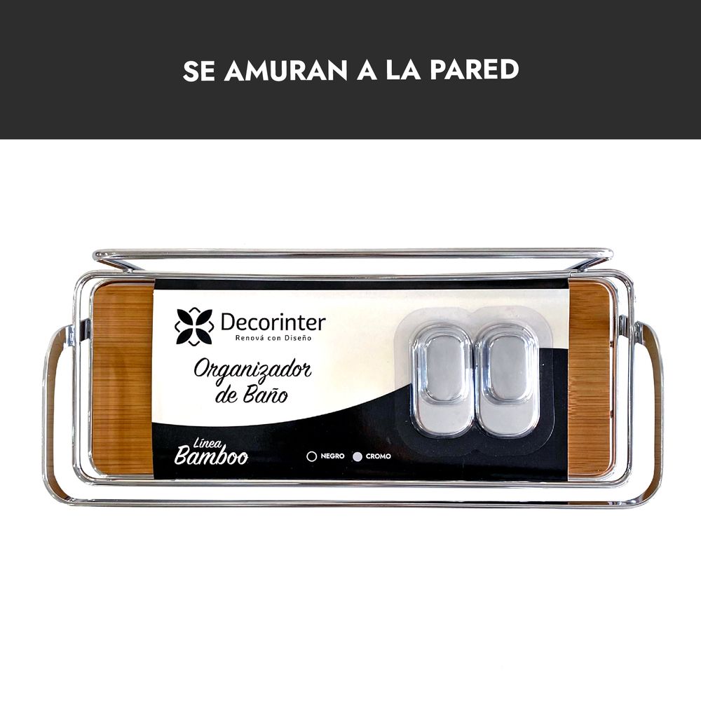 Estante Simple Recto Bamboo Cromo - decorinter